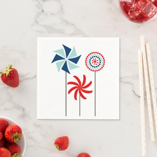 Patriotic Fourth of July Pinwheel Napkin | Zazzle