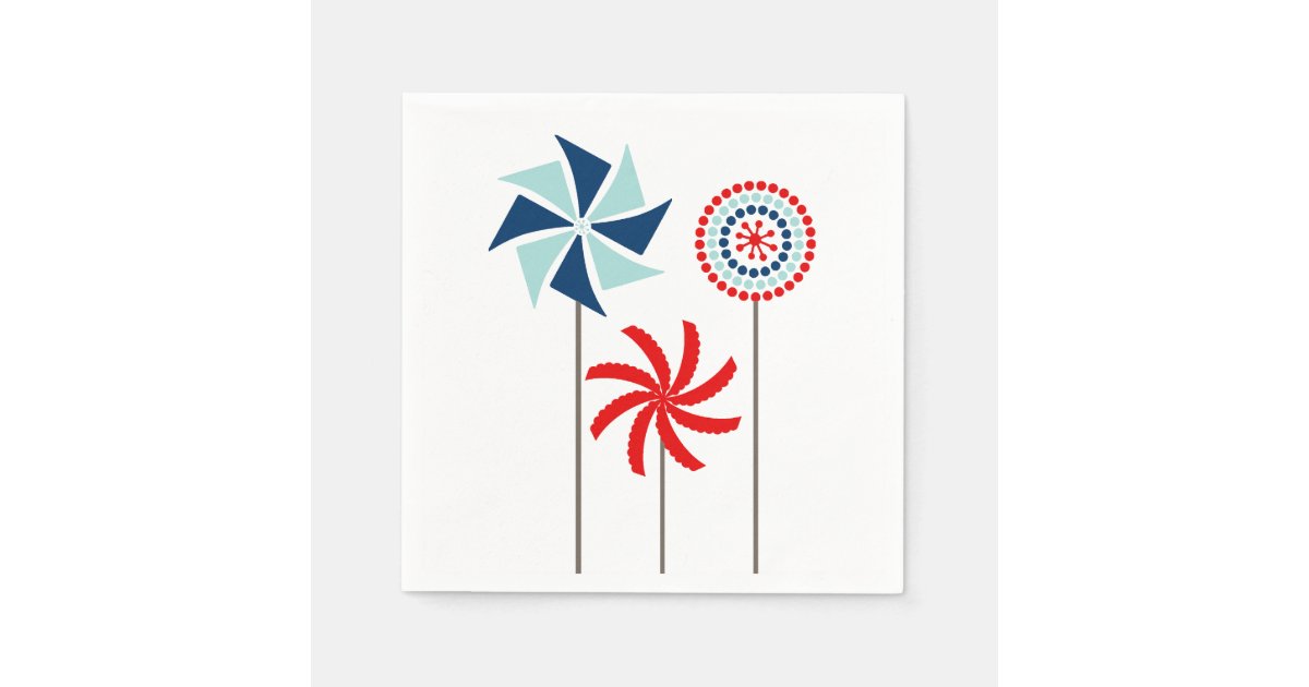 Patriotic Fourth of July Pinwheel Napkin | Zazzle