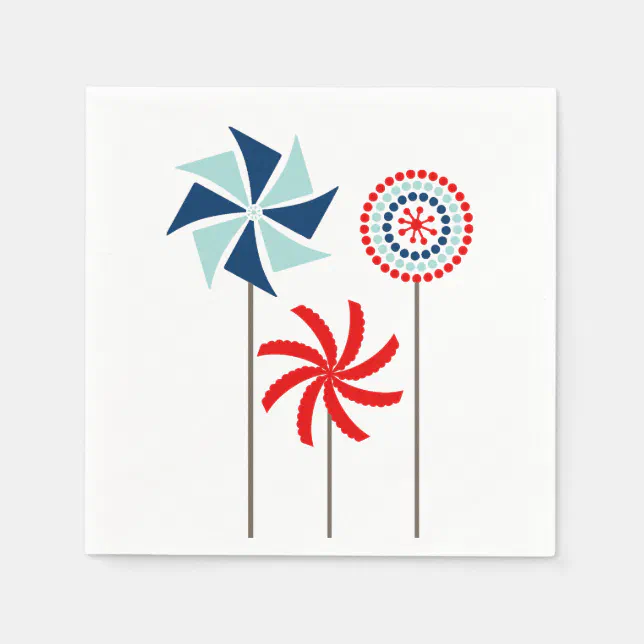 Patriotic Fourth of July Pinwheel Napkin | Zazzle