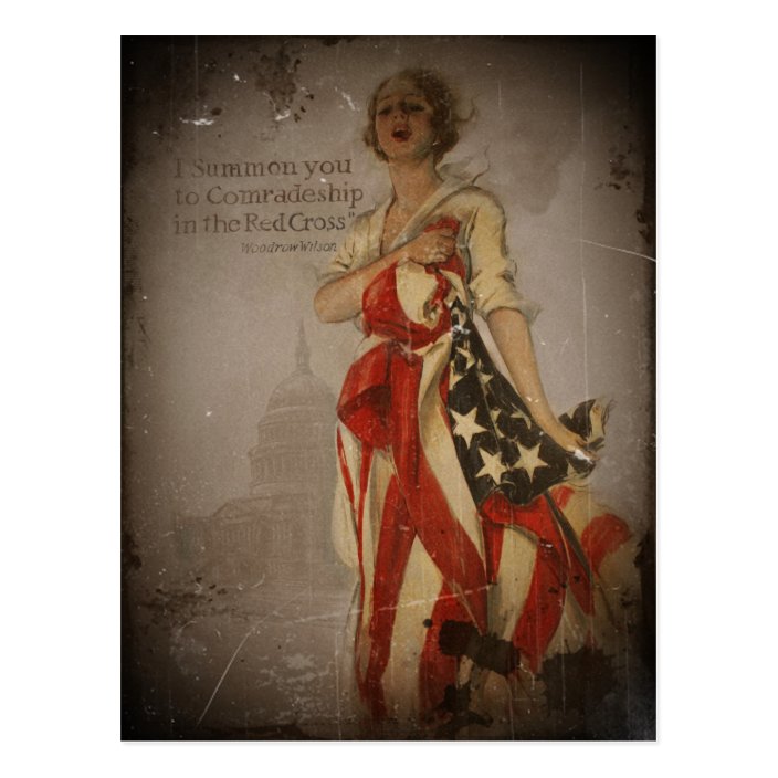 Patriotic Girl Draped in Flag Postcard | Zazzle.com