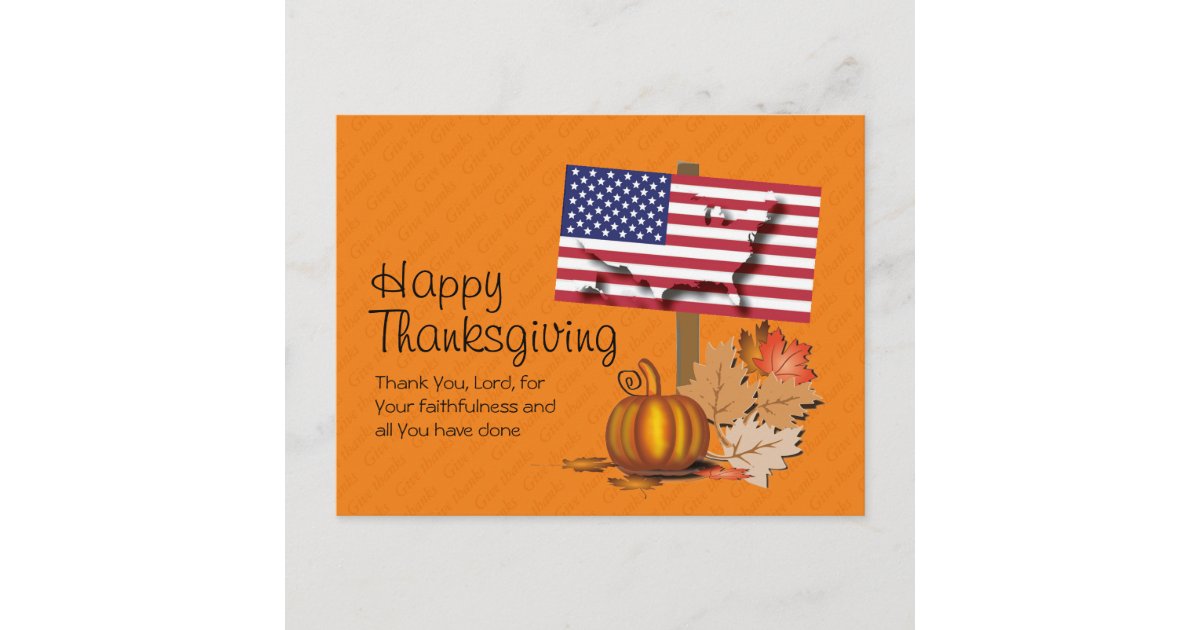 Patriotic | Give Thanks | AMERICAN THANKSGIVING Postcard | Zazzle