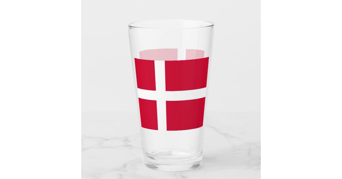 Patriotic glass cup with flag of Denmark | Zazzle