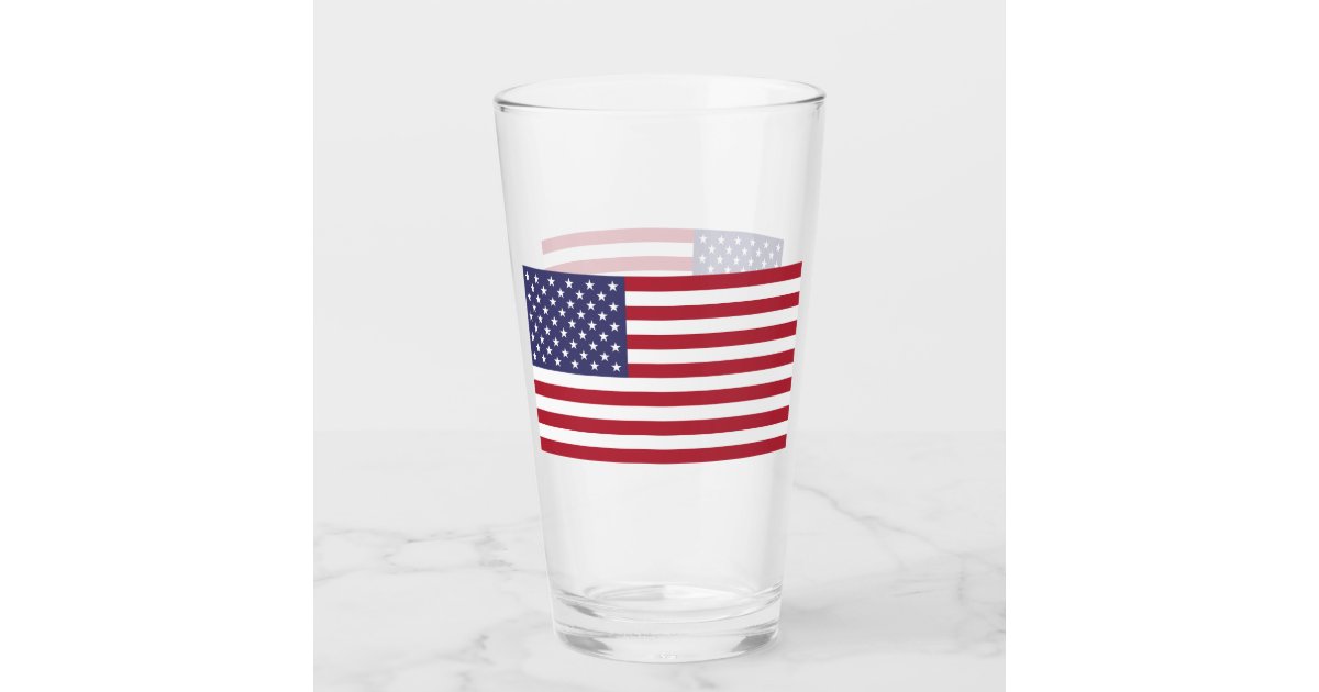 Patriotic glass cup with flag of USA | Zazzle