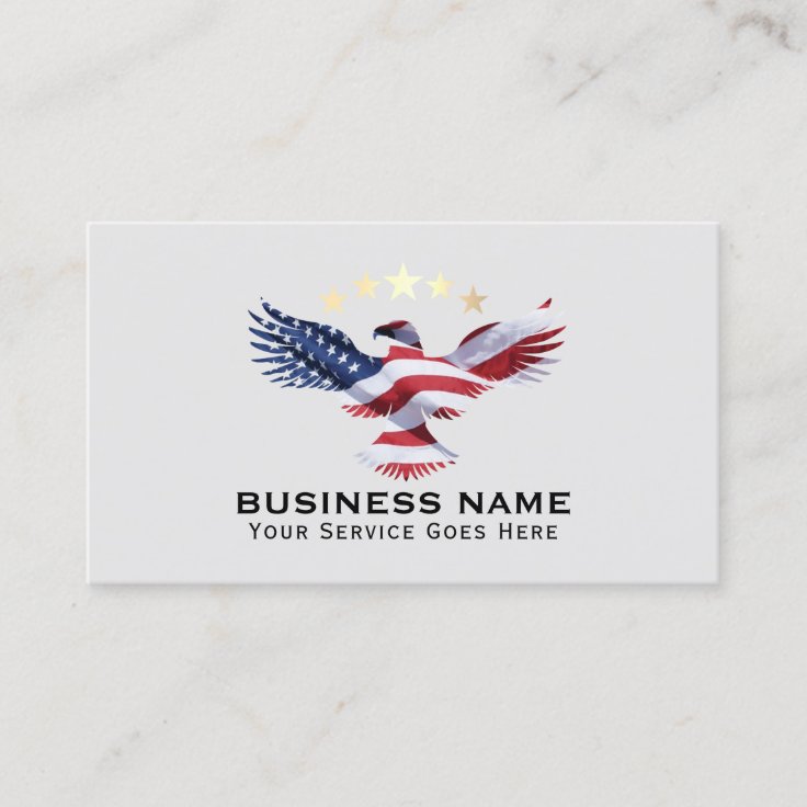 Patriotic Gold Stars USA Bald Eagle Military Plain Business Card | Zazzle