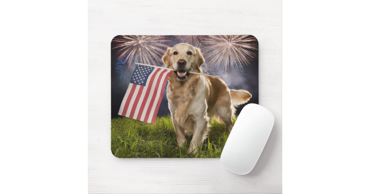 Patriotic Golden Retriever Mouse Pad | Zazzle