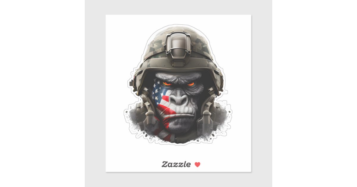 Patriotic Gorilla Face Sticker | Zazzle