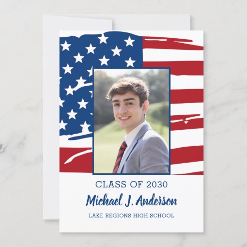Patriotic Graduate Photo Flag Military Graduation Invitation | Zazzle