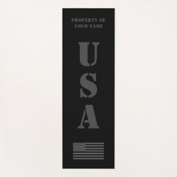 Patriotic Grayed out American flag custom monogram Yoga Mat | Zazzle