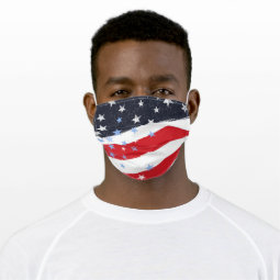 Patriotic Grunge Stars and Stripes Adult Cloth Face Mask | Zazzle