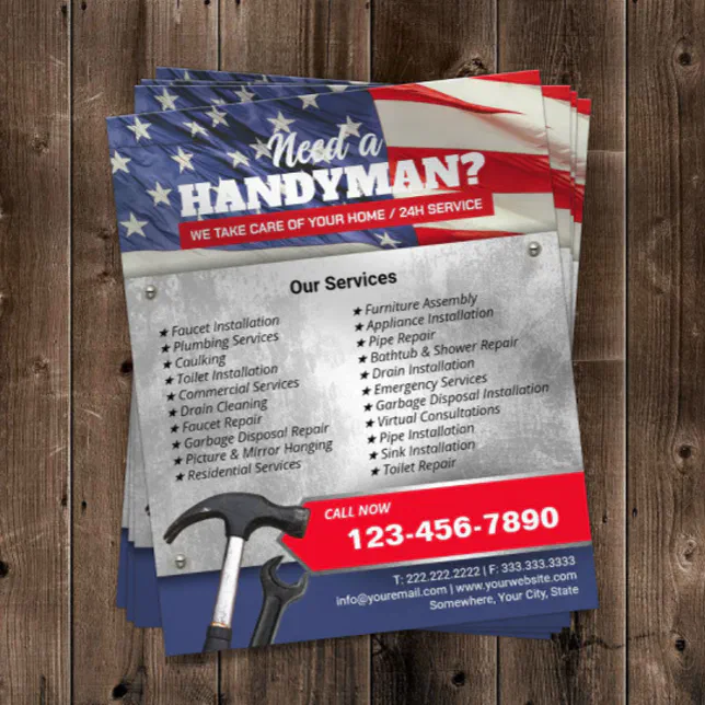 Patriotic Handyman Repair & Maintenance Service Flyer | Zazzle