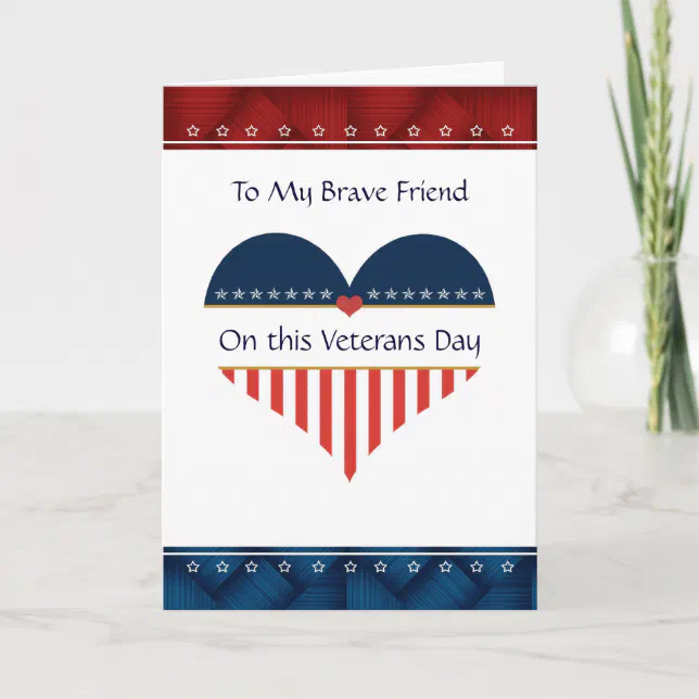 Patriotic Heart Friend Veterans Day Card | Zazzle