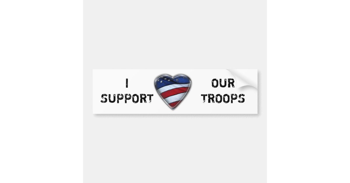 Patriotic Heart US Flag Support our troops Bumper Sticker | Zazzle