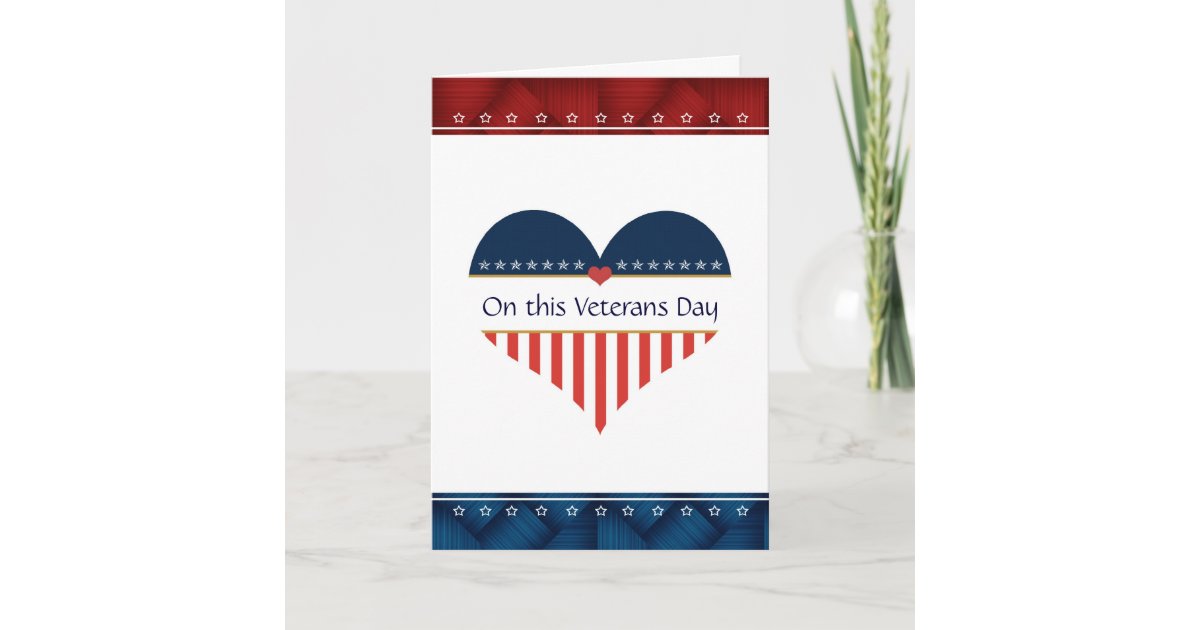Patriotic Heart Veterans Day Greeting Card | Zazzle