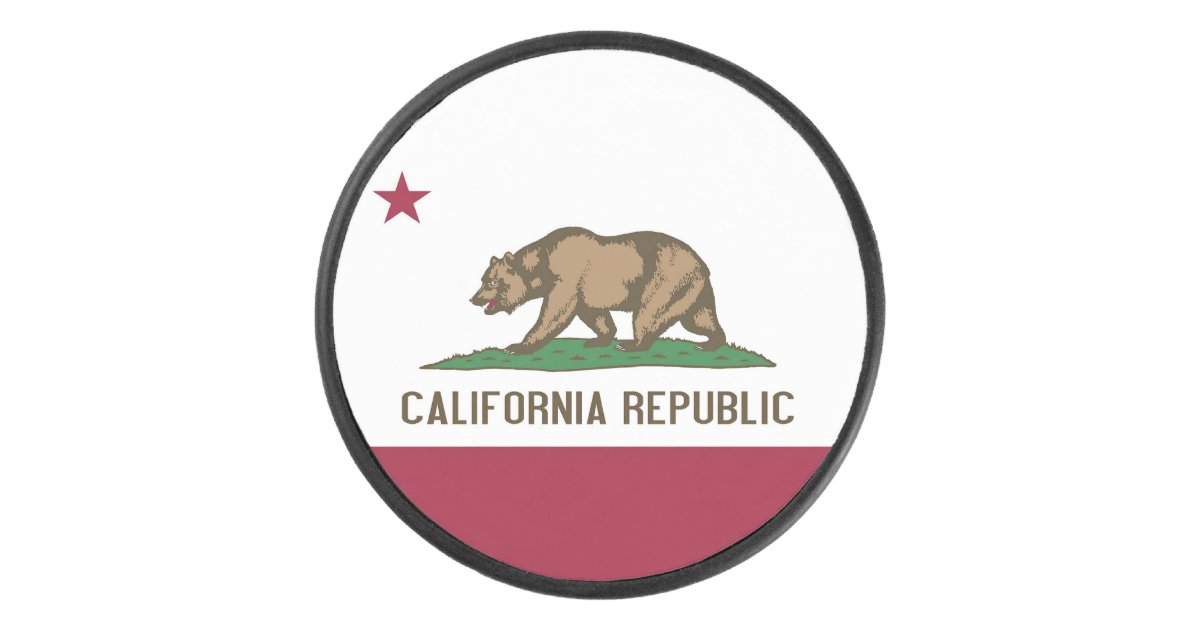 Patriotic hockey puck with flag of California | Zazzle