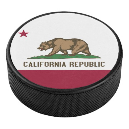 Patriotic hockey puck with flag of California | Zazzle