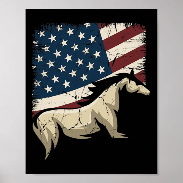 Patriotic Horse American Flag Horseback Riding For Poster | Zazzle