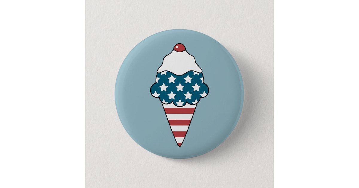 Patriotic Ice Cream Button | Zazzle