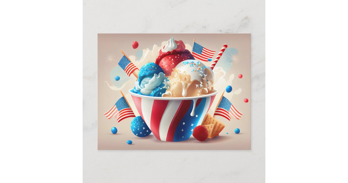 Patriotic Ice Cream Dessert Postcard | Zazzle