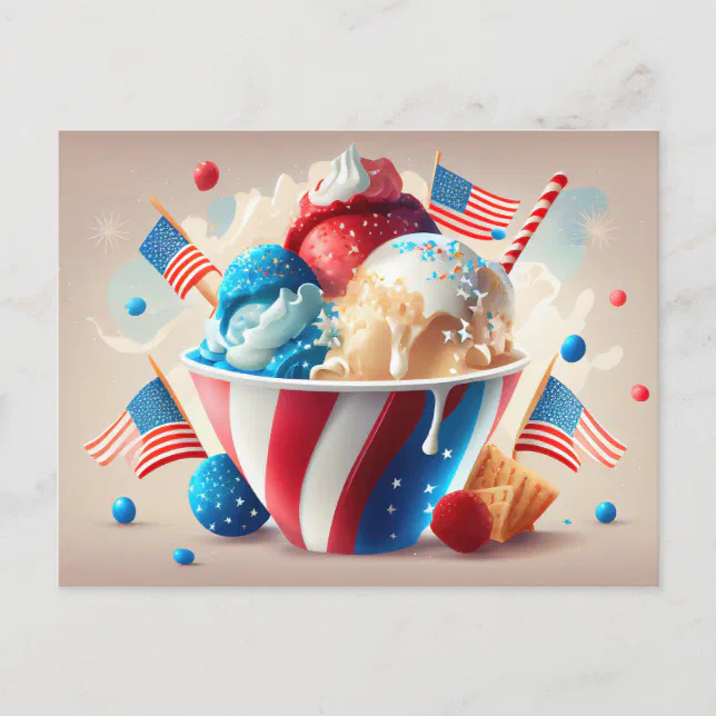Patriotic Ice Cream Dessert Postcard | Zazzle