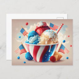 Patriotic Ice Cream Dessert Postcard | Zazzle