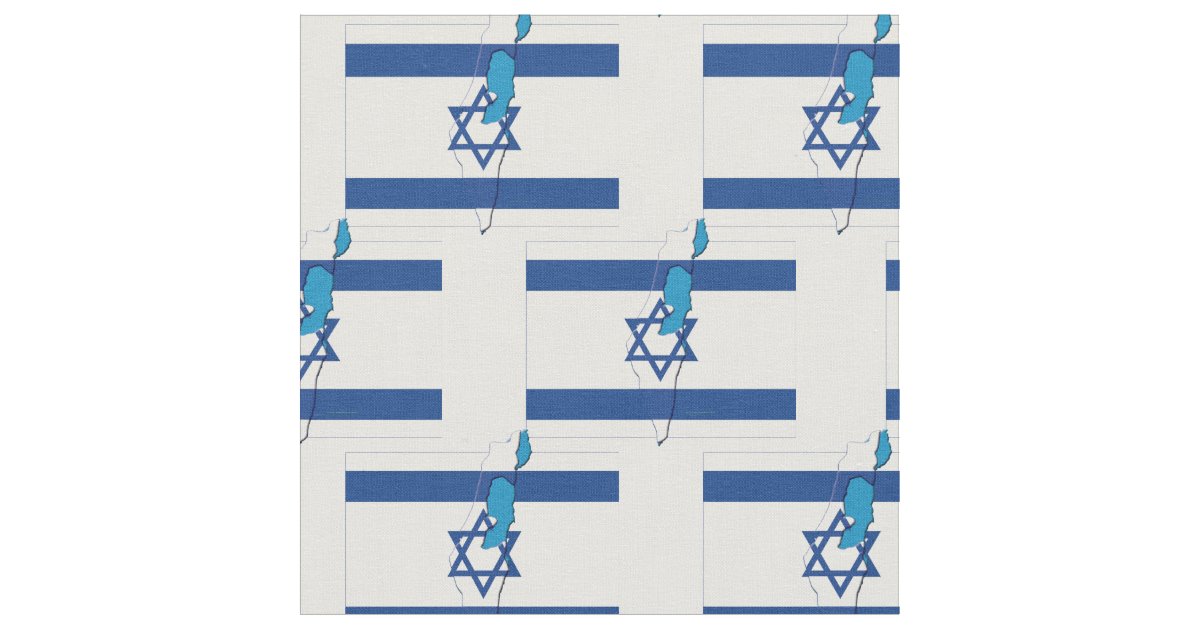 Patriotic ISRAEL FLAG Map Outline Fabric | Zazzle