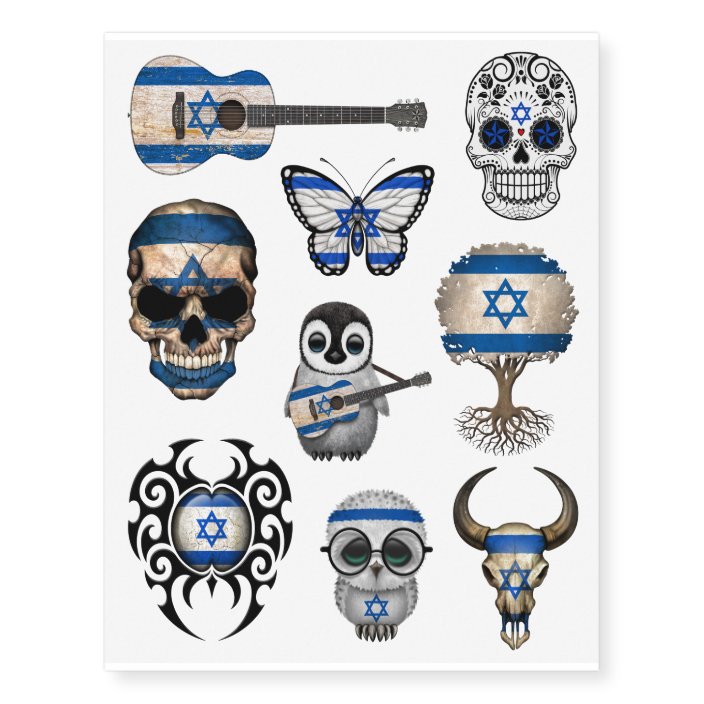 Patriotic Israeli Flags Collection Temporary Tattoos | Zazzle.com