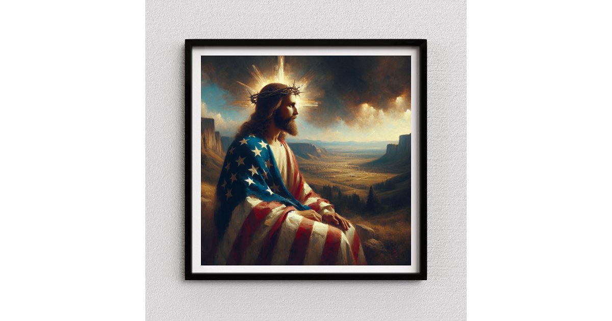 Patriotic Jesus American Christian Bible Art Poster | Zazzle