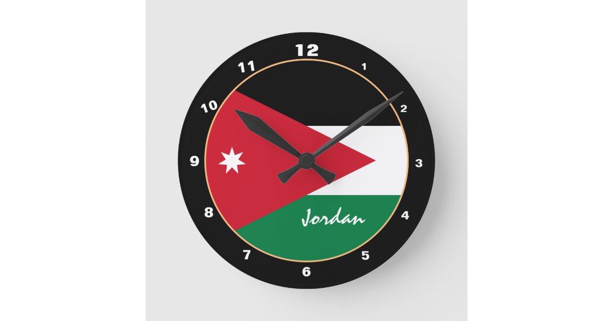 Patriotic Jordanian Flag, Jordan Home / design Round Clock | Zazzle