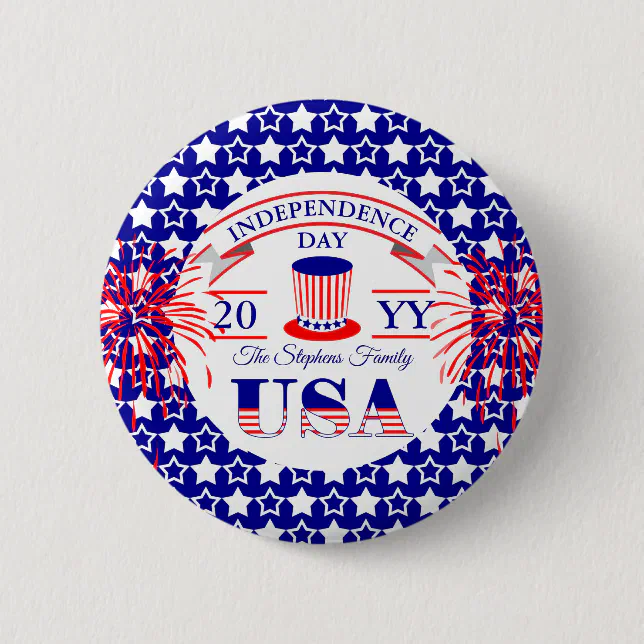 Patriotic July 4th Independence Day Celebration Button | Zazzle