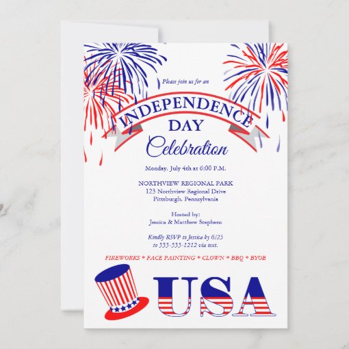 Patriotic July 4th Independence Day Celebration Invitation | Zazzle