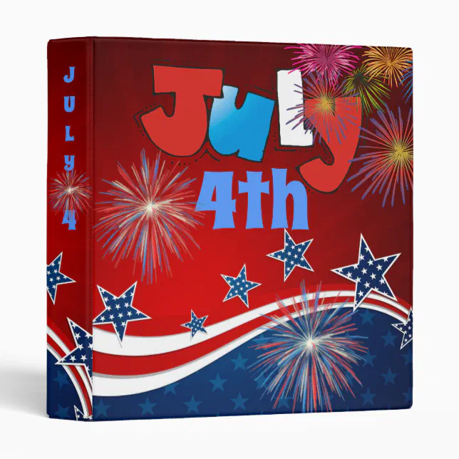 Patriotic July 4th Independence Day Fireworks 3 Ring Binder | Zazzle