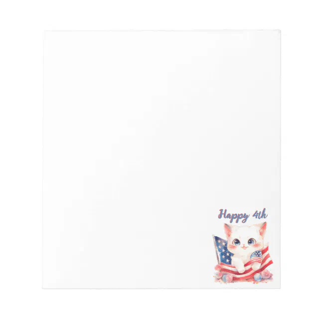 Patriotic Kitten 4th of July Happy 4th Custom Notepad | Zazzle
