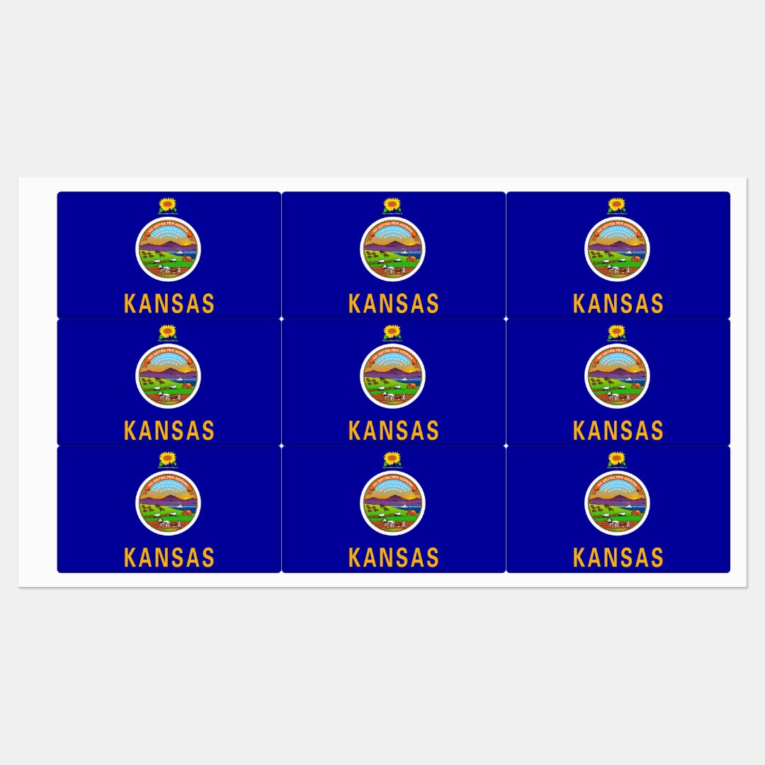 Patriotic labels with flag of Kansas State | Zazzle