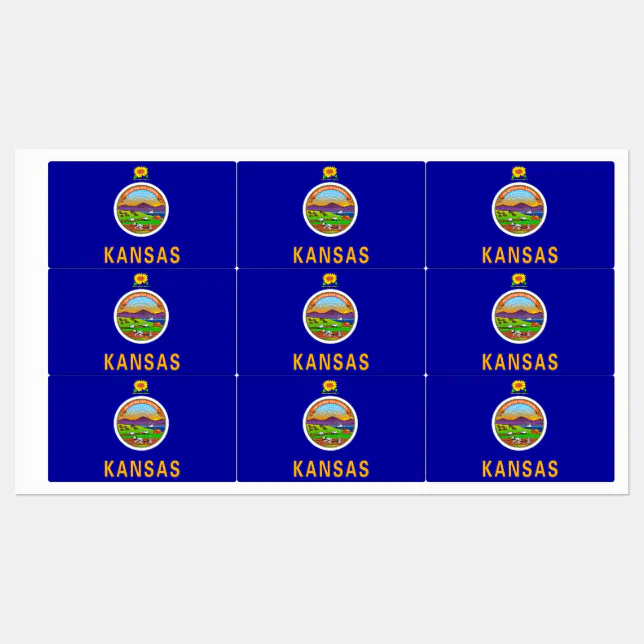 Patriotic labels with flag of Kansas State | Zazzle