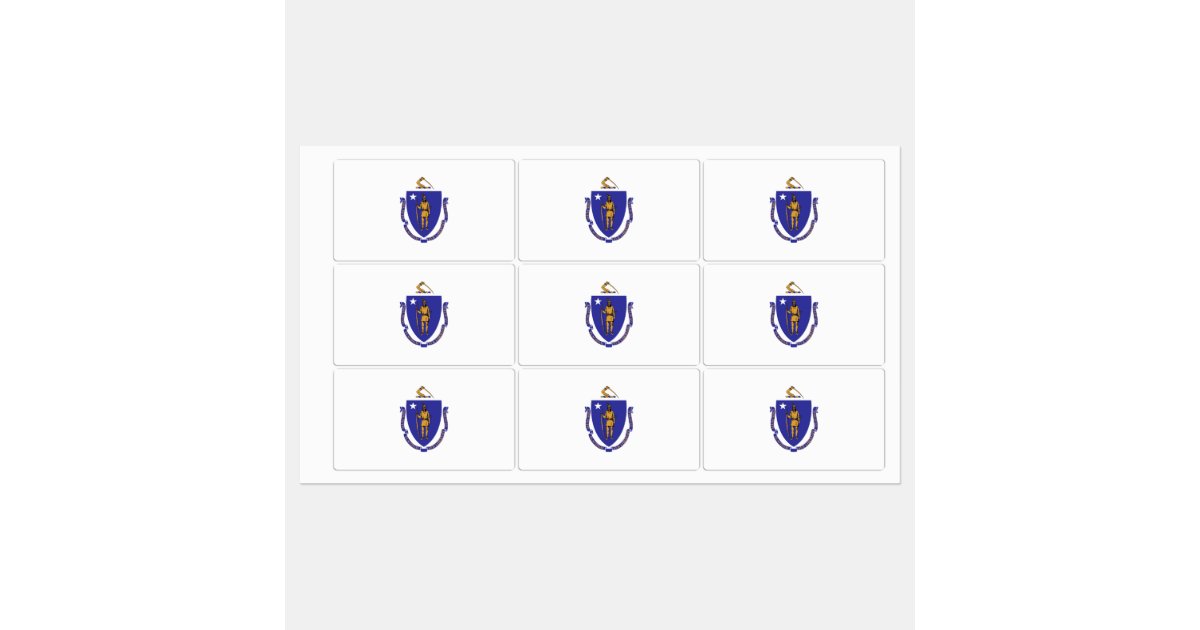 Patriotic labels with flag of Massachusetts State | Zazzle