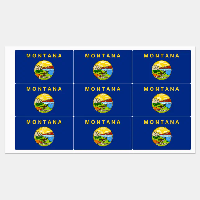 Patriotic labels with flag of Montana State | Zazzle