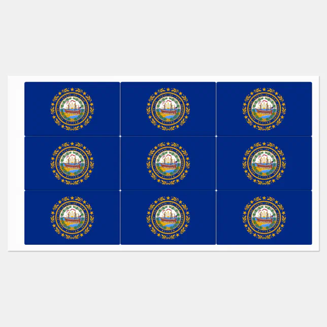 Patriotic labels with flag of New Hampshire State | Zazzle