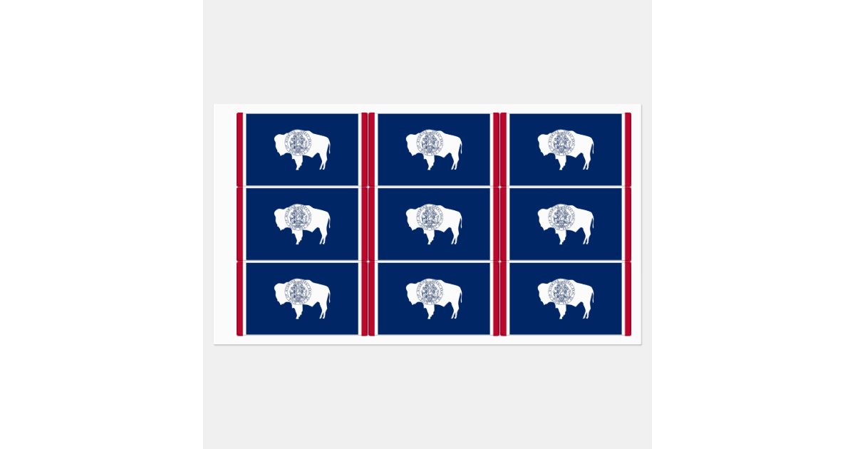 Patriotic labels with flag of Wyoming State | Zazzle