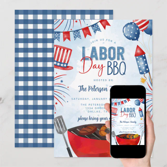 Patriotic Labor Day BBQ Party Invitation | Zazzle