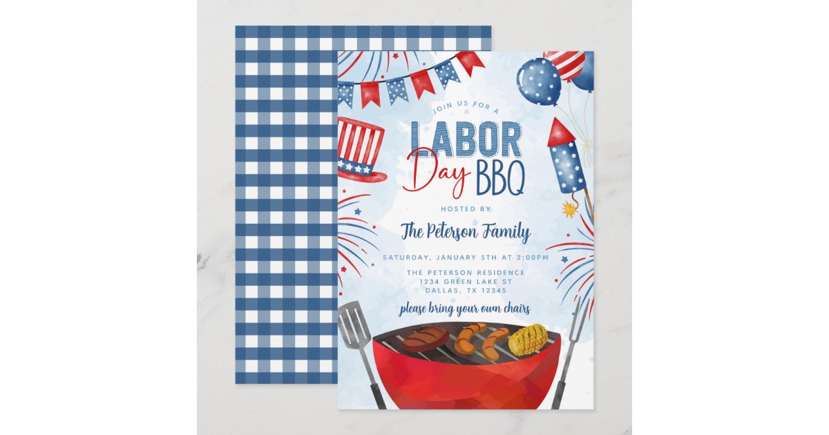 Patriotic Labor Day BBQ Party Invitation | Zazzle