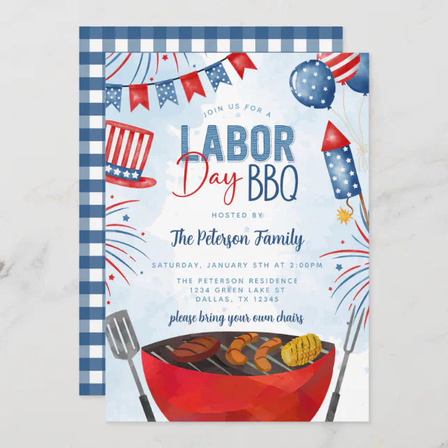 Patriotic Labor Day BBQ Party Invitation | Zazzle
