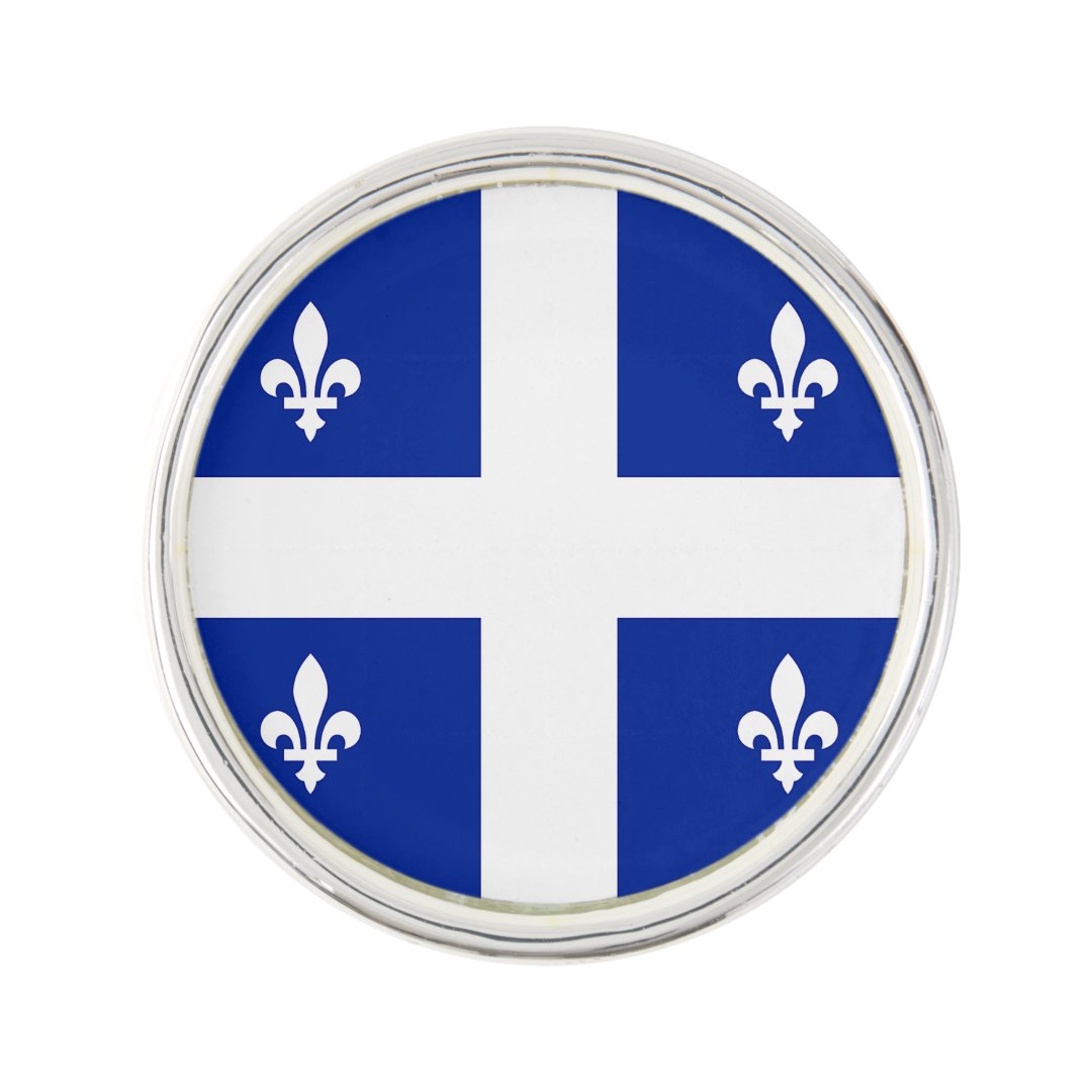 Patriotic lapel pin with Flag of Quebec | Zazzle