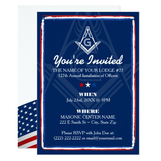 Patriotic Masonic Invitations | Red White and Blue | Zazzle.com