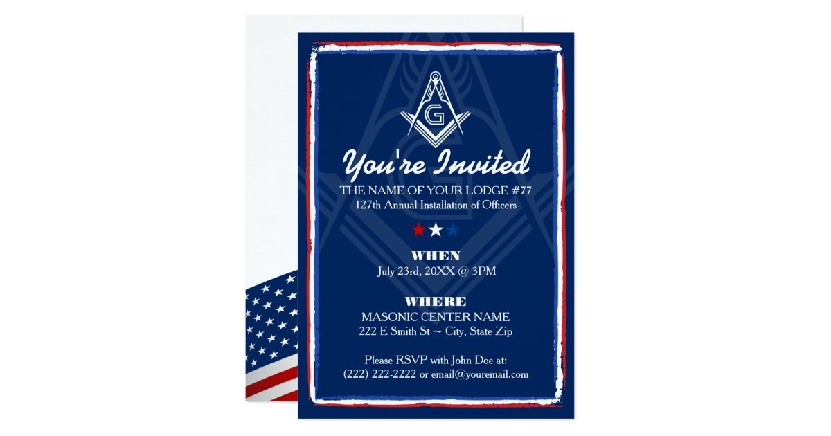 Patriotic Masonic Invitations | Red White and Blue | Zazzle.com
