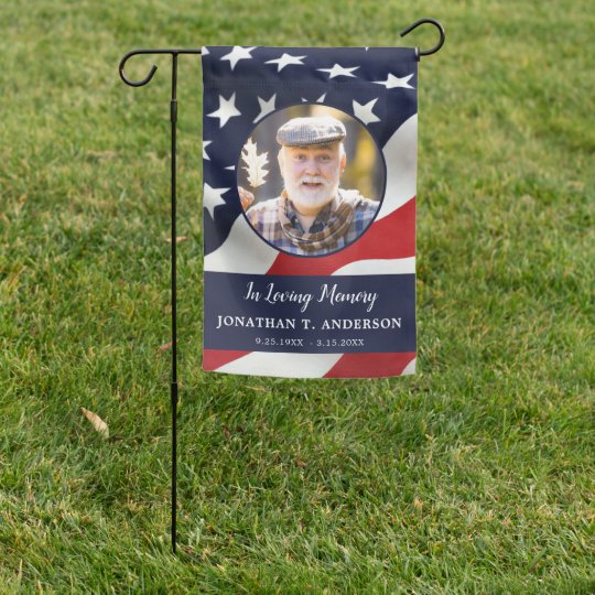 Patriotic Memorial Custom Photo Grave Cemetery Garden Flag | Zazzle.com