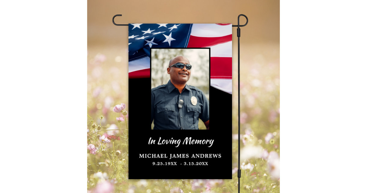 Patriotic Memorial In Loving Memory Cemetery Garden Flag | Zazzle