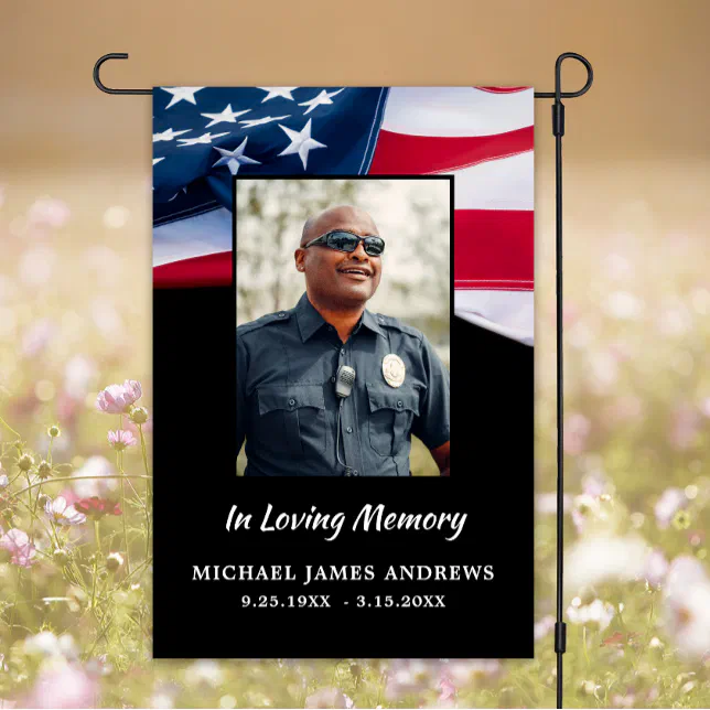 Patriotic Memorial In Loving Memory Cemetery Garden Flag | Zazzle
