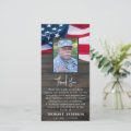 Patriotic Memorial Photo Sympathy Military Funeral Thank You Card | Zazzle