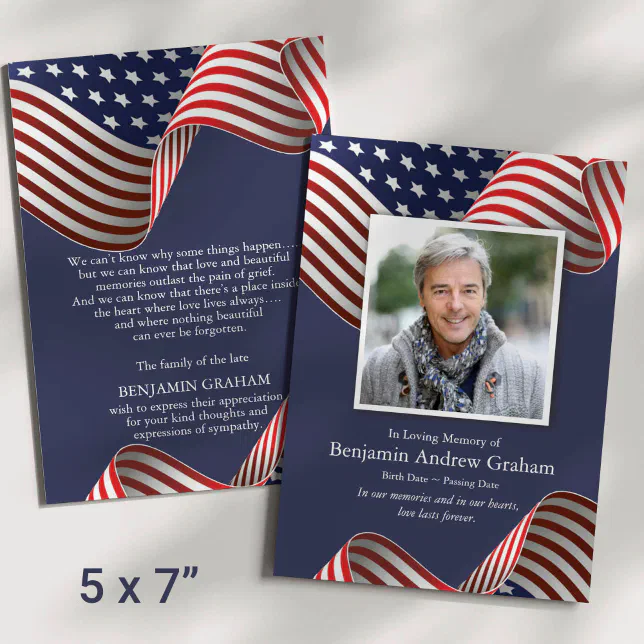 Patriotic Memorial Veteran American Flag Funeral Invitation | Zazzle