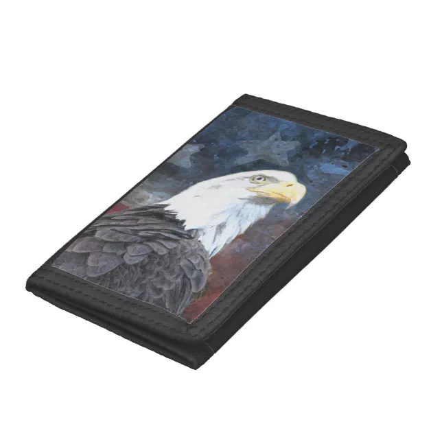 Patriotic Men's Custom Wallet with Bald Eagle | Zazzle